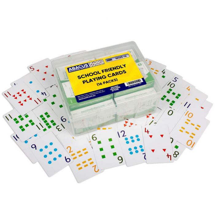 School Friendly Playing Cards - Box of 16 Packs | Abacus Educational ...