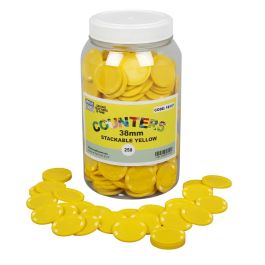 38mm Yellow Stackable Counters - Jar of 250 | Abacus Educational Suppliers