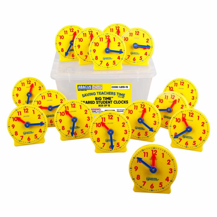 Big Time™ Geared Student Clocks - Box of 15 | Abacus Educational Suppliers