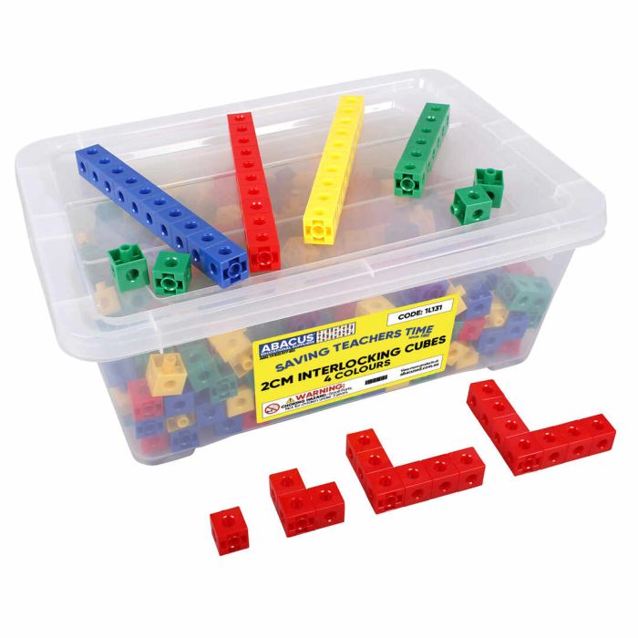 2cm Interlocking Plastic Cubes - 4 colours (Box of 500) | Abacus ...