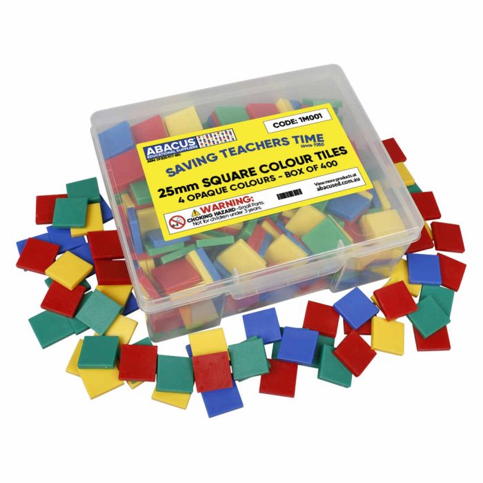 Square Colour Tiles - Opaque (Box of 400) | Abacus Educational Suppliers